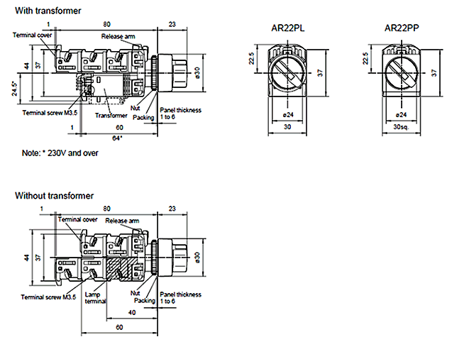 Pushbuttons, Pilot lights:AR22/DR22 series | Fuji Electric FA ...