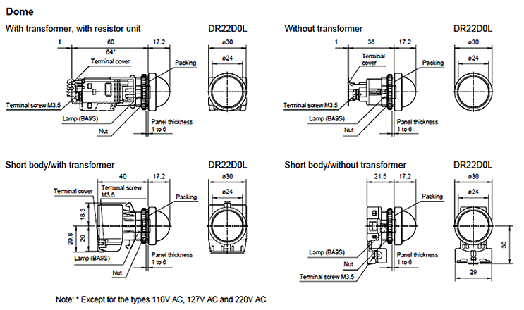 Pushbuttons, Pilot lights:AR22/DR22 series | Fuji Electric FA ...