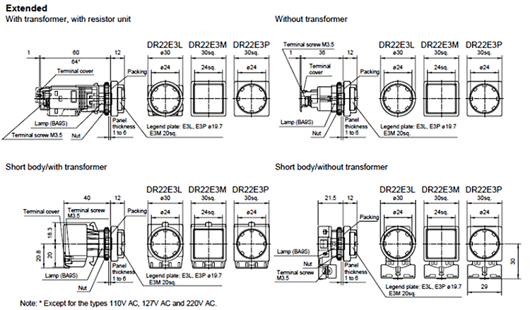 Pushbuttons, Pilot lights:AR22/DR22 series | Fuji Electric FA ...